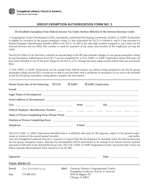 Fillable Online GROUP EXEMPTION AUTHORIZATION FORM NO. 5 Fax Email Print - pdfFiller
