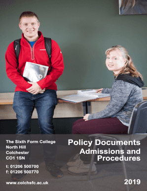 Fillable Online Policy Documents - The Sixth Form College, Colchester ...
