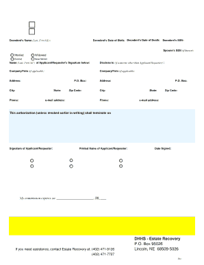 NEBRASKA DHHS - MEDICAID ESTATE RECOVERY - Fill and Sign Printable ...