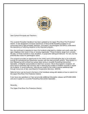 Fillable Online Juvenile Firesetter Intervention Program for Bayfield ...