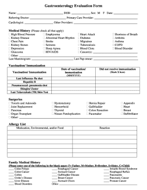 Fillable Online Gastroenterology Evaluation Form - galenmedical.com Fax ...