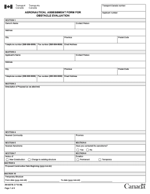 Fillable Online AERONAUTICAL ASSESSMENT FORM FOROBSTACLE EVALUATION Fax ...