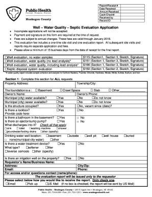 Fillable Online Well Water Quality Septic Evaluation Application Fax ...