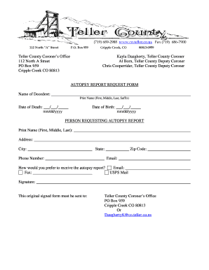 Fillable Online Autopsy Report Request Form - Teller County Fax Email ...