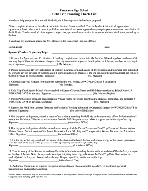 Fillable Online Field Trip Procedure #4 Private Vehicle.docx Fax Email Print - pdfFiller
