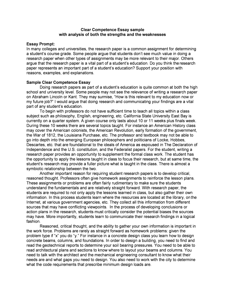 Fillable Online clear-competence-essay-sample.pdf - Clear ... - Course ...