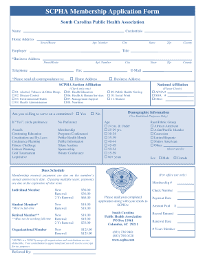 Fillable Online SCPHA Membership Application Form Fax Email Print ...