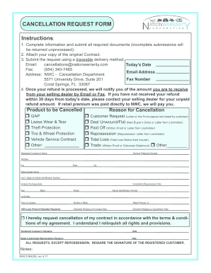 Fillable Online CANCELLATION REQUEST FORM Instructions Fax Email Print ...
