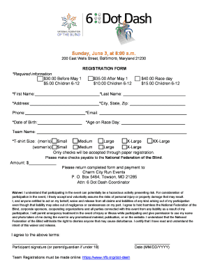 Fillable Online 6 Dot Dash Registration Form Fax Email Print - pdfFiller