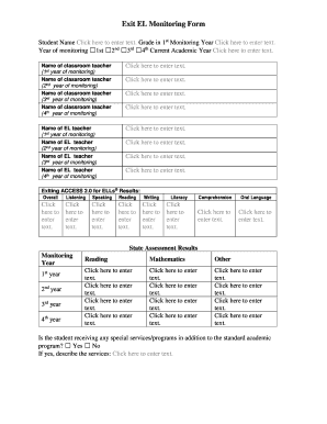 Fillable Online Exit EL Monitoring Form Fax Email Print - pdfFiller
