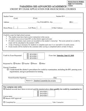 Fillable Online pasadena pasadenaisd CBE Registration form REVISED ...
