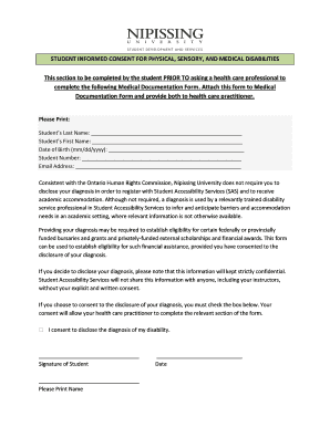 Fillable Online STUDENT INFORMED CONSENT FOR PHYSICAL, SENSORY, Fax ...