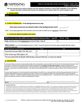 Fillable Online Spring-Summer OSAP Application Fax Email Print - pdfFiller