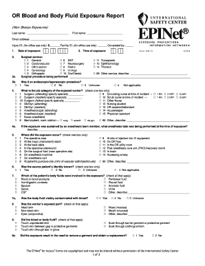 Fillable Online OR Blood and Body Fluid Exposure Report EPINet Fax ...