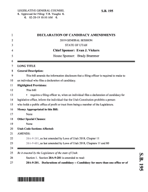 Fillable Online le utah DECLARATION OF CANDIDACY AMENDMENTS Fax Email ...