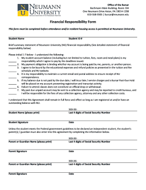 Fillable Online Financial Responsibility Form - explore.neumann.edu Fax ...
