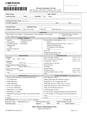 Fillable Online d2xk4h2me8pjt2 cloudfront BBC BONE MARROW INFORMATION ...