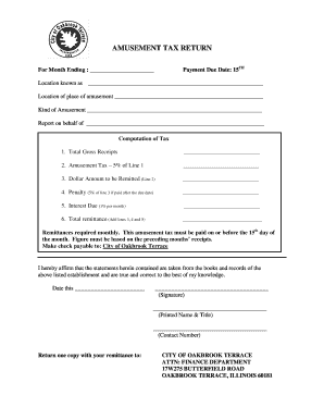 Fillable Online revised 08-10-10 amusement tax form.doc Fax Email Print ...