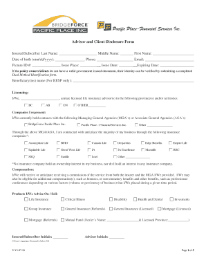 Fillable Online Advisor and Client Disclosure Form Fax Email Print ...