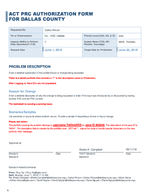 Fillable Online ACT PRC AUTHORIZATION FORM FOR DALLAS COUNTY Fax Email ...