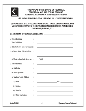 Fillable Online Signature of Principal (with seal) - Punjabteched Fax ...