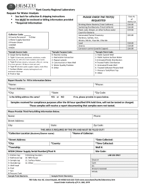 Fillable Online WATER ANALYSIS REQUEST FORM *REQUIRED INFORMATION RID ...