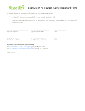 Fillable Online Loan/Credit Application Acknowledgment Form Fax Email Print - pdfFiller