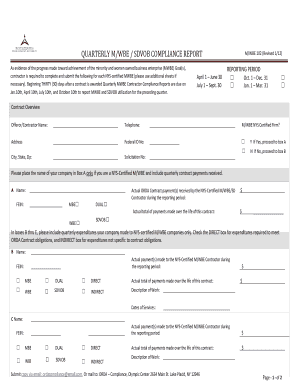 Fillable Online QUARTERLY M/WBE / SDVOB COMPLIANCE REPORT Fax Email ...