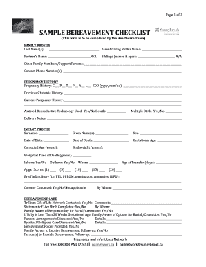 Fillable Online PAIL CCW - SAMPLE BEREAVEMENT CHECKLIST Fax Email Print ...