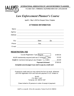 Fillable Online Law Enforcement Planner's Course - ialep.org Fax Email ...