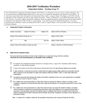 Fillable Online Independent Verification Worksheet V4 Fax Email Print - pdfFiller