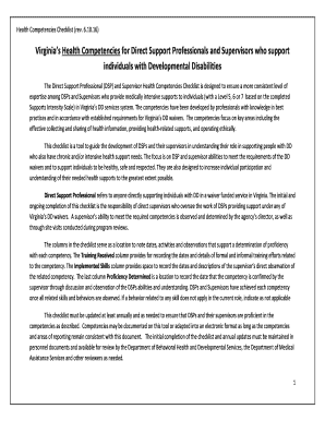 Fillable Online Health Competencies Checklist (rev Fax Email Print ...