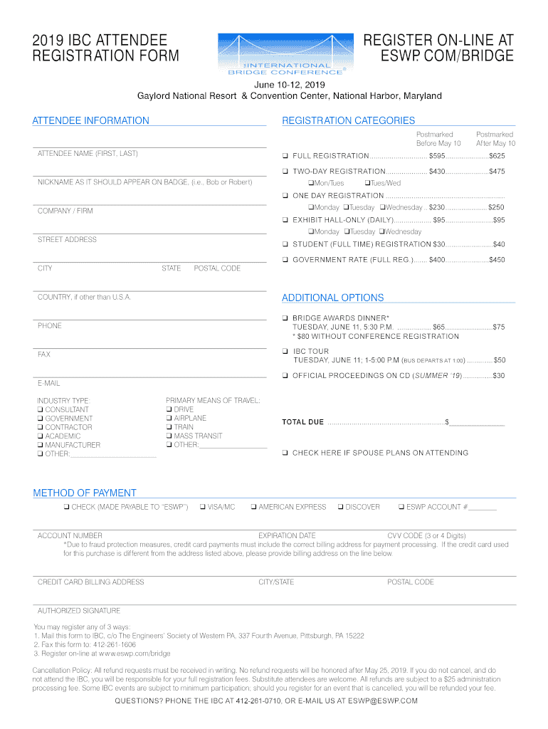 Fillable Online IBC 2019 Reg Form.indd Fax Email Print - pdfFiller