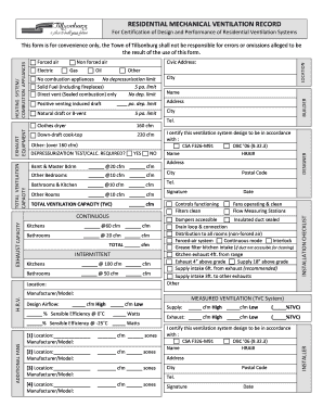 Fillable Online RESIDENTIAL MECHANICAL VENTILATION RECORD Fax Email ...