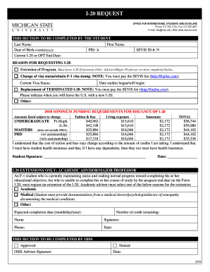 Fillable Online oiss isp msu i-20 request - MSU OISS Fax Email Print ...