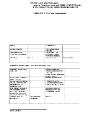 Fillable Online STREET LIGHT REQUEST FORM Fax Email Print - pdfFiller