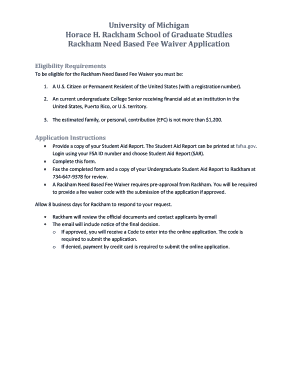 Fillable Online rackham umich rackham-need-based-fee-waiver-application ...