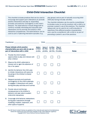Fillable Online DEC Recommended Practices Topic Area: INTERACTION ...