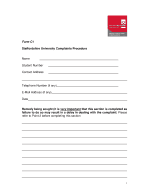Fillable Online Form C1 - Staffordshire University Fax Email Print ...