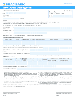 Fillable Online Term Deposit Opening Form Fax Email Print - pdfFiller