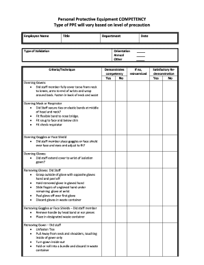 Fillable Online Competency PPE donning and removing PPE.docx Fax Email ...
