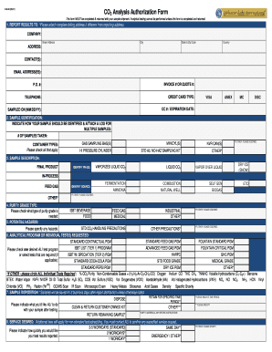 Fillable Online CO2 Analysis Authorization Form - Airborne Labs Fax ...