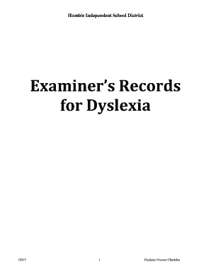 Fillable Online Dyslexia Process Checklist Fax Email Print - pdfFiller