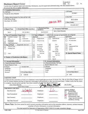 Fillable Online Disclosure Report Cover n'Ye? Use this form for general ...
