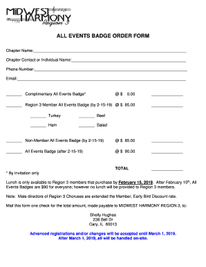 Fillable Online ALL EVENTS BADGE ORDER FORM - Fax Email Print - pdfFiller