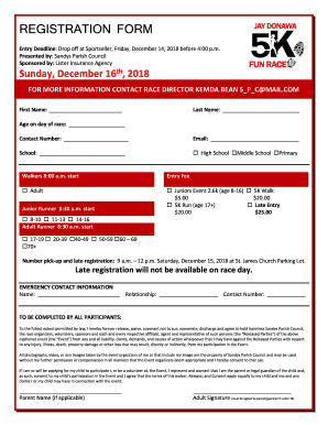 Fillable Online REGISTRATION FORM - Jay Donawa Race Fax Email Print ...