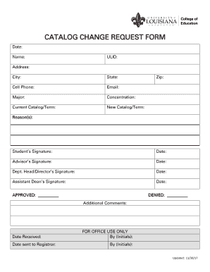 Fillable Online education louisiana CATALOG CHANGE REQUEST FORM - Fax ...