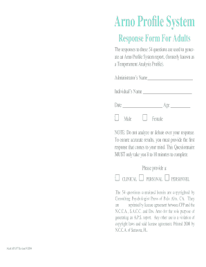 arno profile test pdf Doc Template | pdfFiller