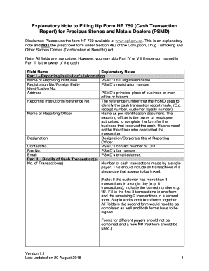 Fillable Online Explanatory Note to Filling Up Form NP 759 (Cash ...