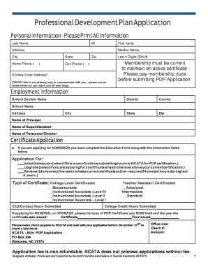 Fillable Online Professional Development Plan Application - Wild ...